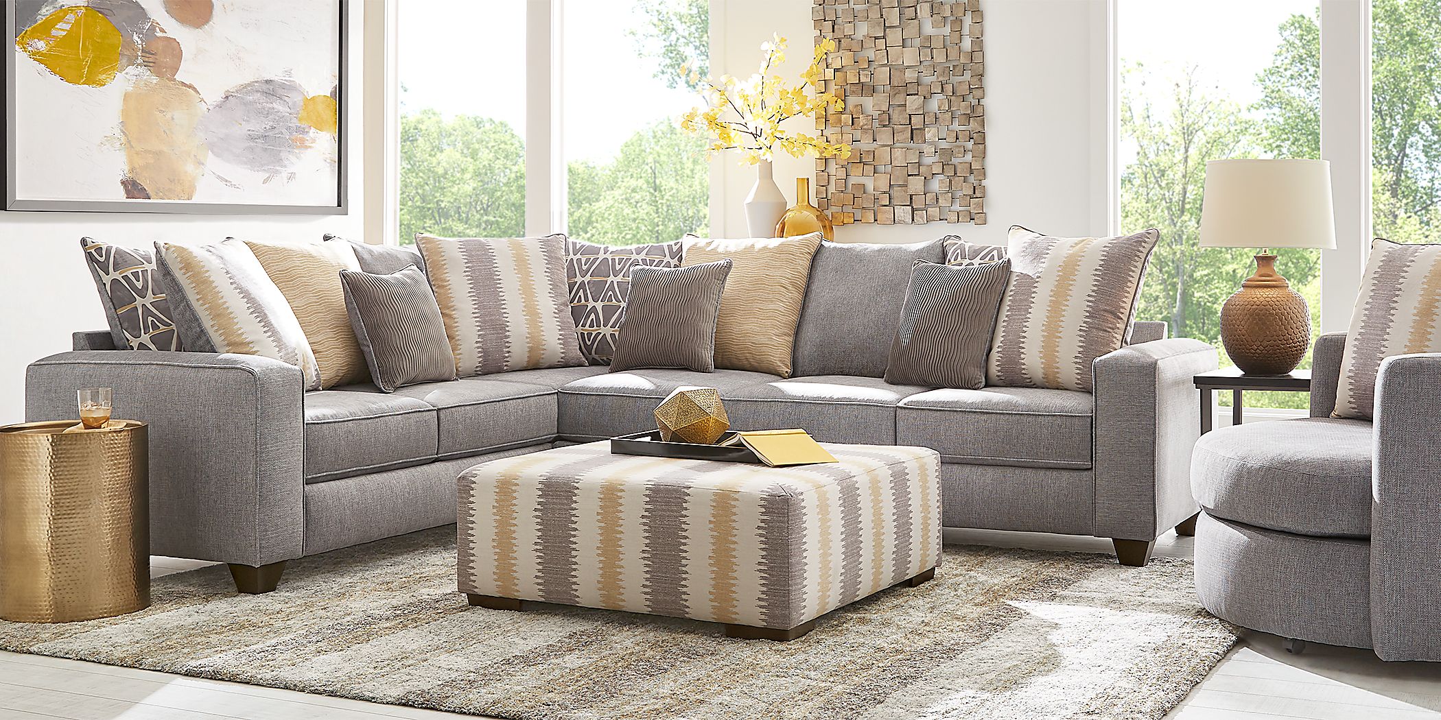 Robson Street Dark Gray Woven 2 Pc Right Arm Sectional | Rooms to Go