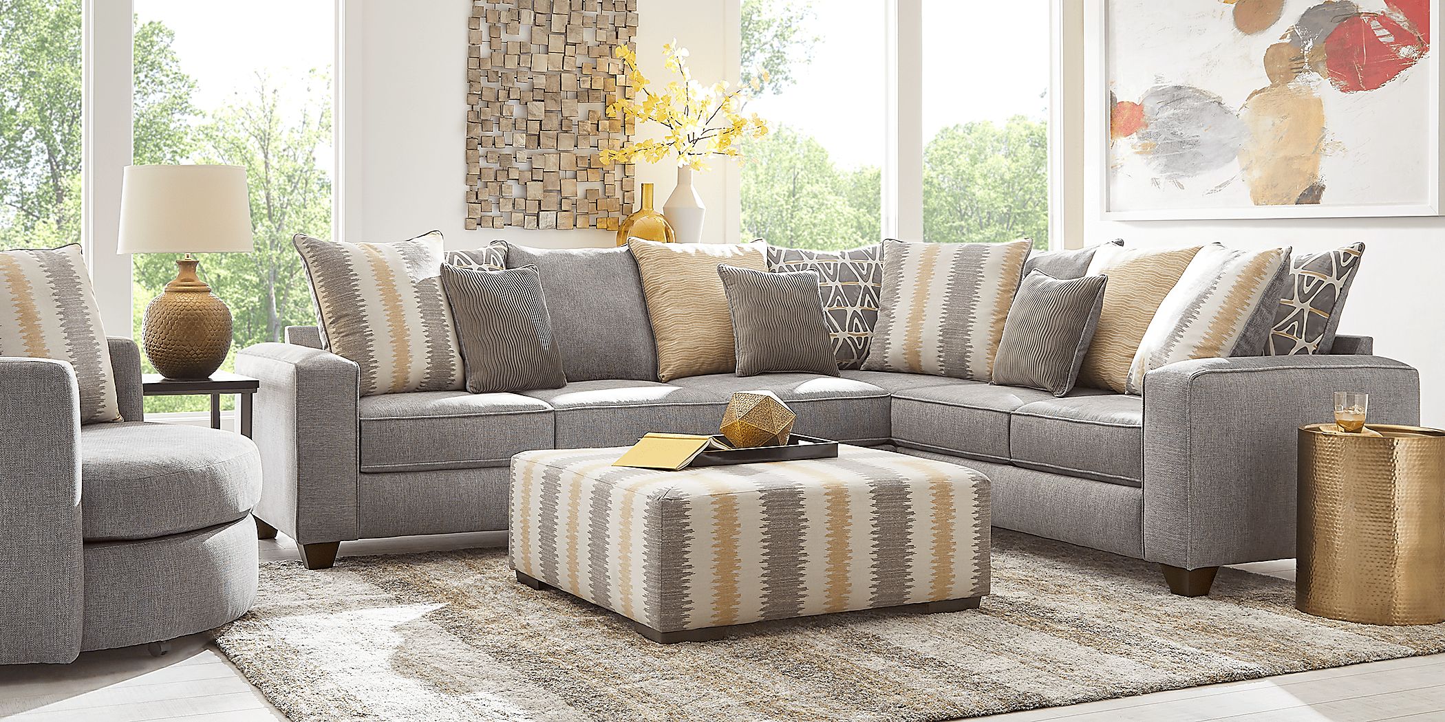 Robson Street Dark Gray Woven 2 Pc Left Arm Sectional | Rooms to Go