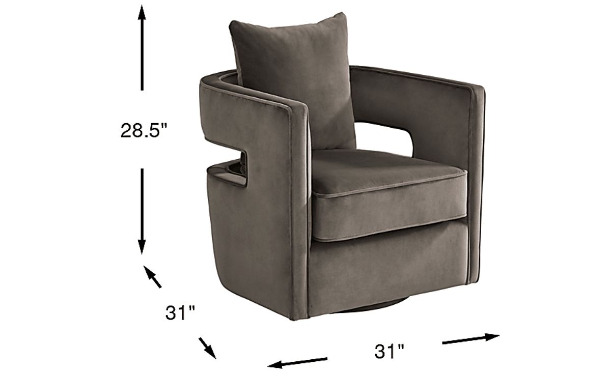 Rockaway Point Gray Velvet Plush Swivel Accent Chair | Rooms to Go