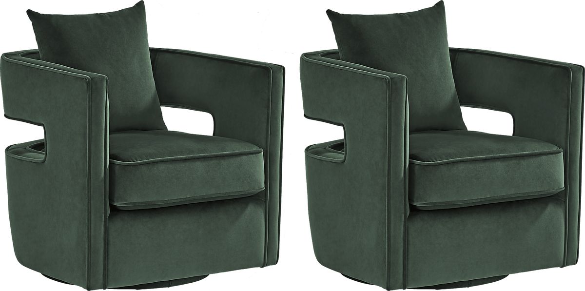 Rockaway Point 2 Pc Green Velvet Plush Swivel Accent Chair | Rooms to Go