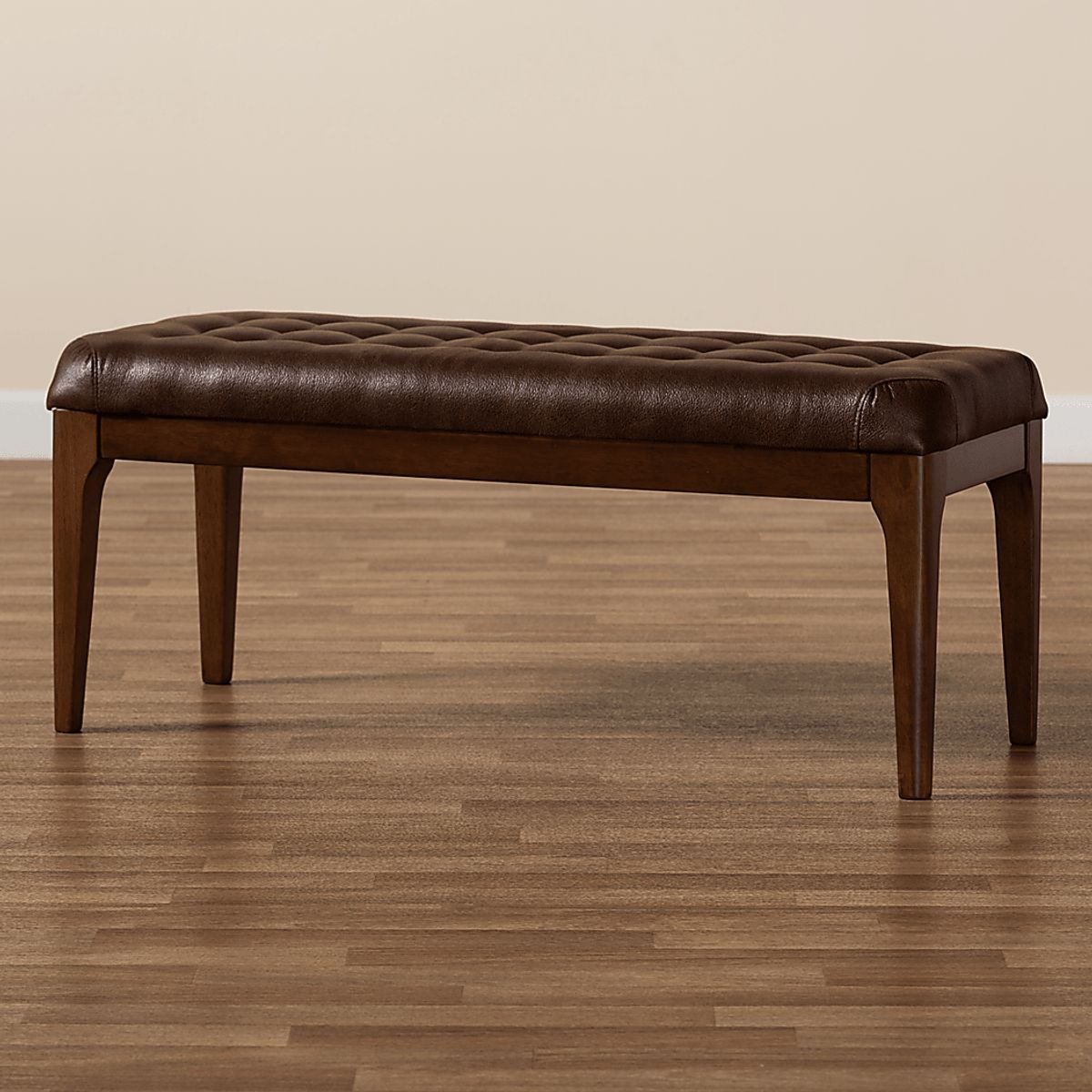 Rofini Brown Dark Wood Polyester Fabric Bench | Rooms to Go
