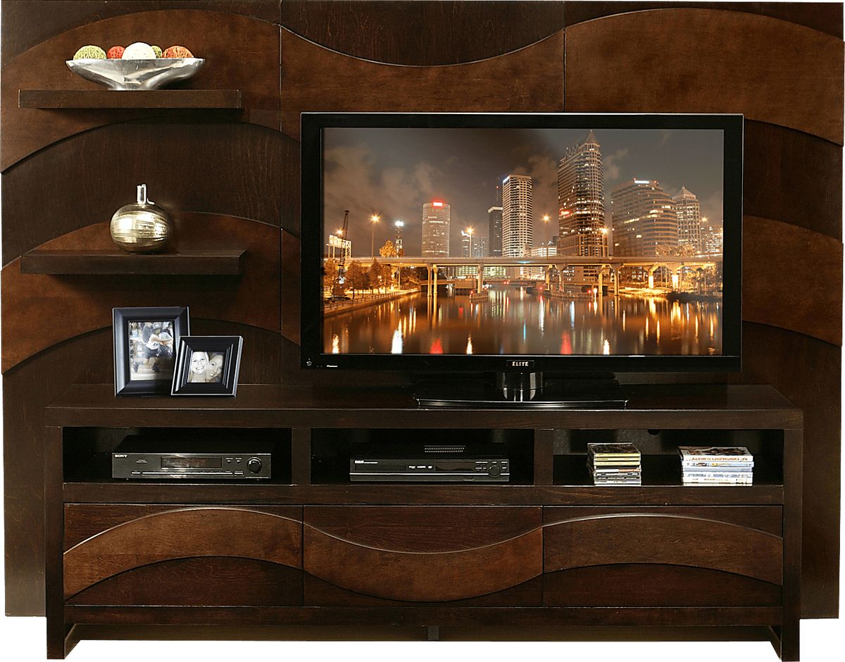 Rolling Wave Merlot 2 Pc Wall Unit | Rooms to Go