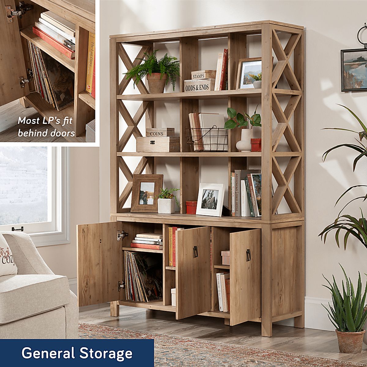 Rootstone Brown Dark Wood Bookcase | Rooms to Go