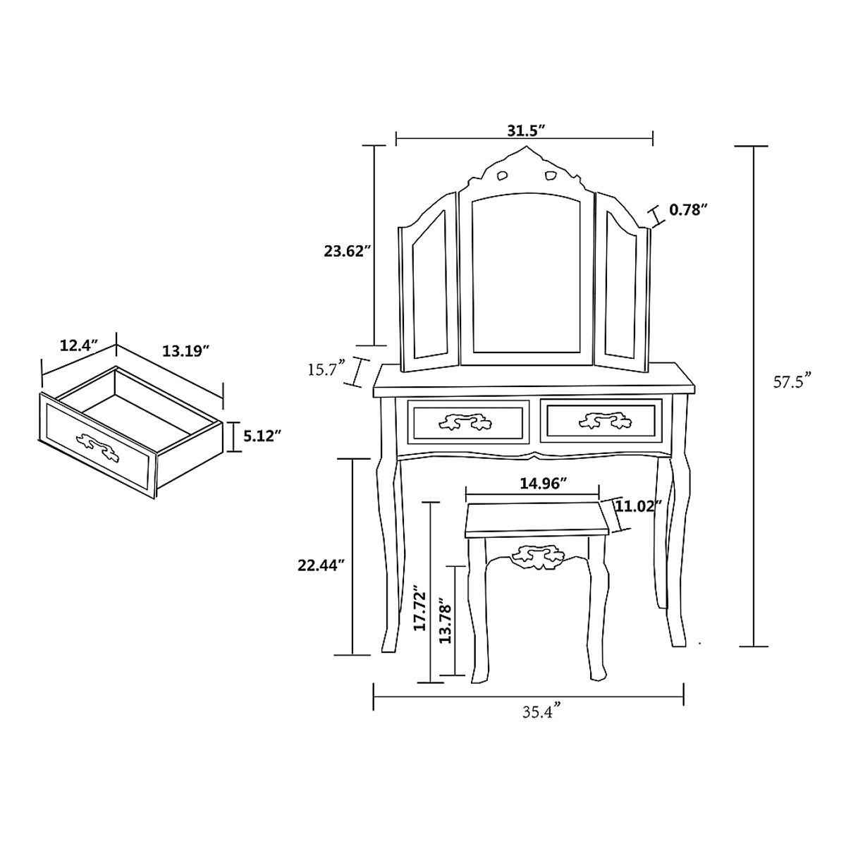 Rosedown White Vanity Set | Rooms to Go