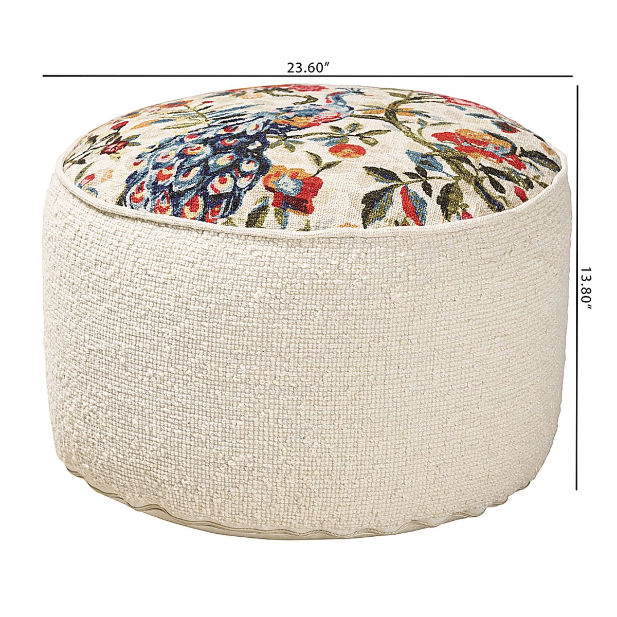 Rosseter Cream Beige Cotton,Wool Fabric Pouf | Rooms to Go
