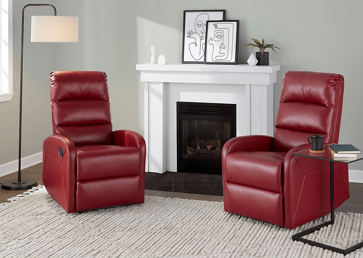 Royervista Red Colors Polyurethane Fabric Recliner | Rooms to Go