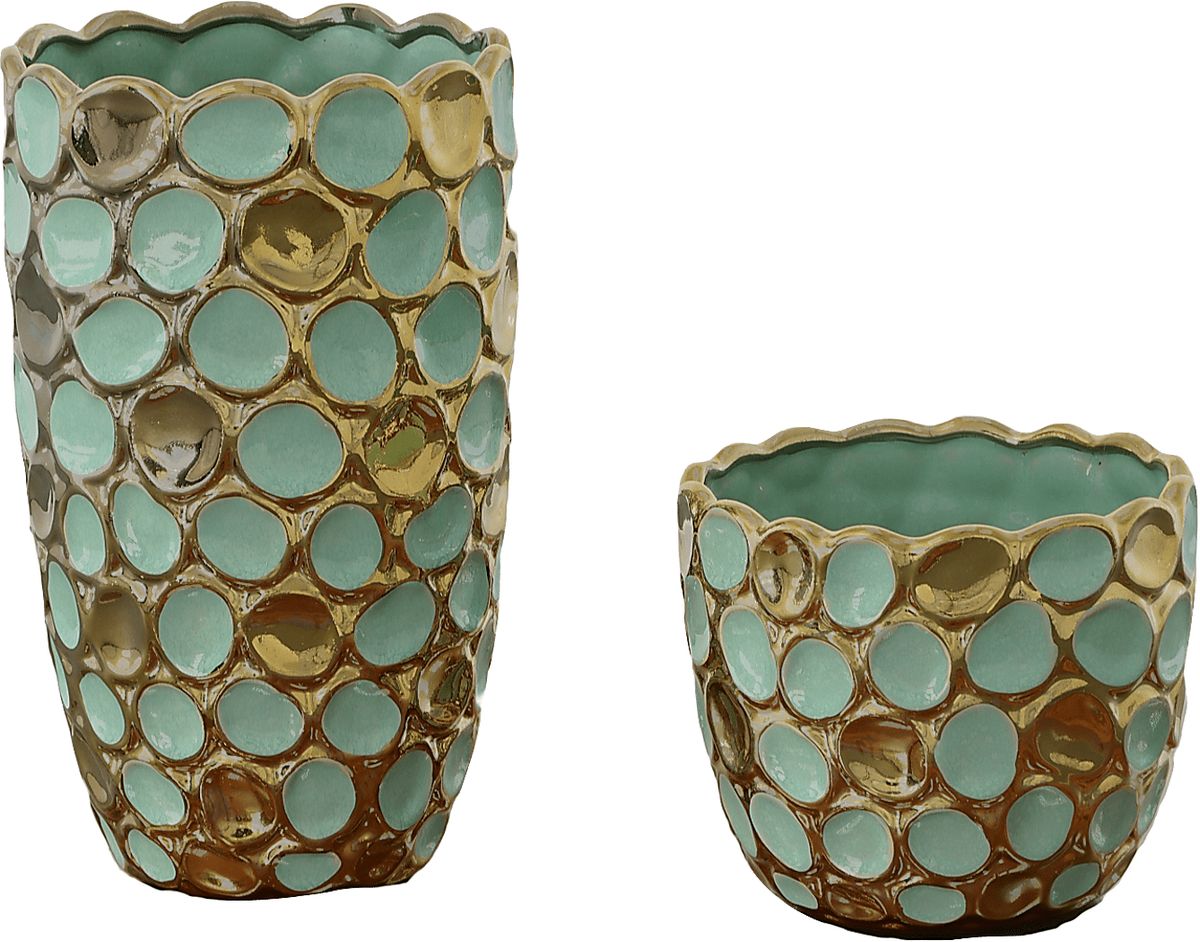 Runako Turquoise Blue Vase, Set Of 2 | Rooms to Go