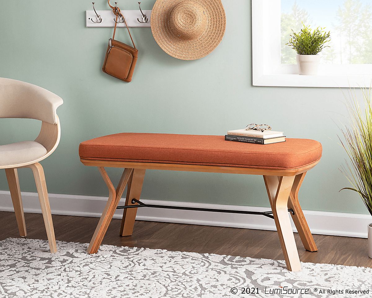 Rushworth I Orange Orange,Red Accent Bench | Rooms to Go