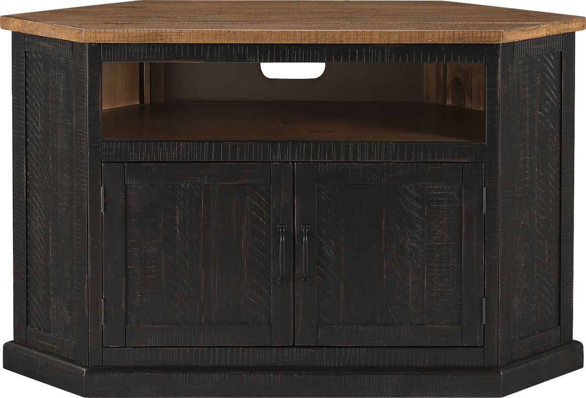 Rustic Path Black 49.5 in. Corner Console - Rooms To Go