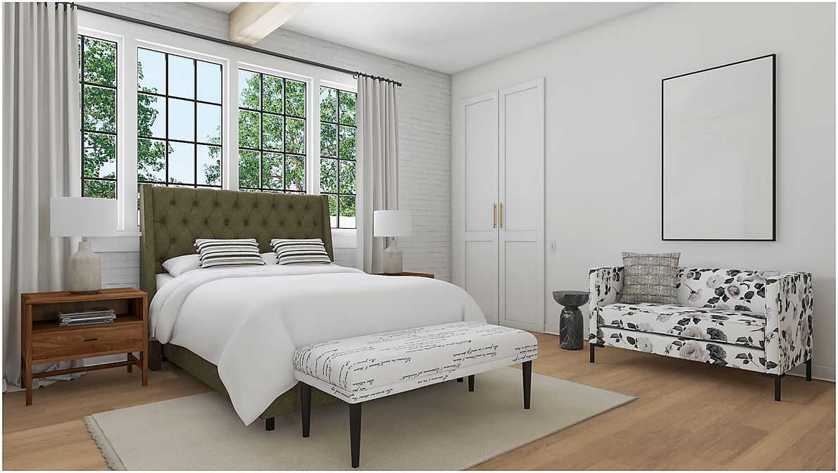 Rustic Saddle I Green Twin Upholstered Bed - Rooms To Go