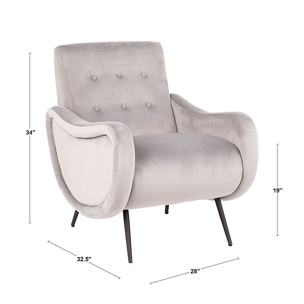 Rutherton Silver Gray Velvet Plush Accent Chair | Rooms to Go