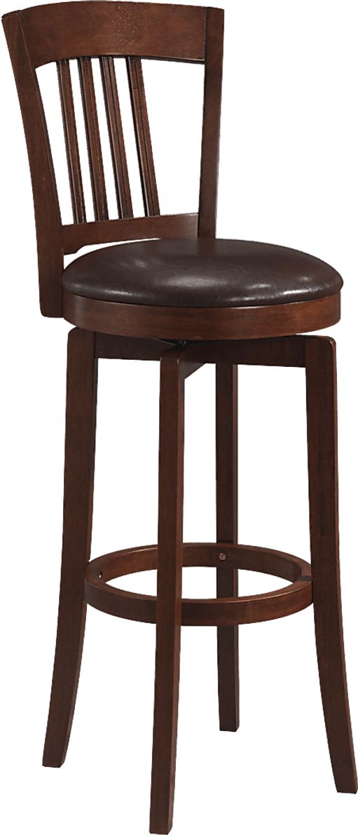 Rydal Brown Dark Wood Swivel Barstool - Rooms To Go