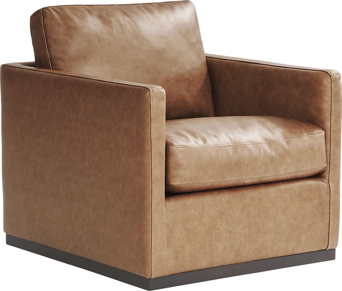 Ryker Saddle Brown Leather Swivel Chair | Rooms to Go