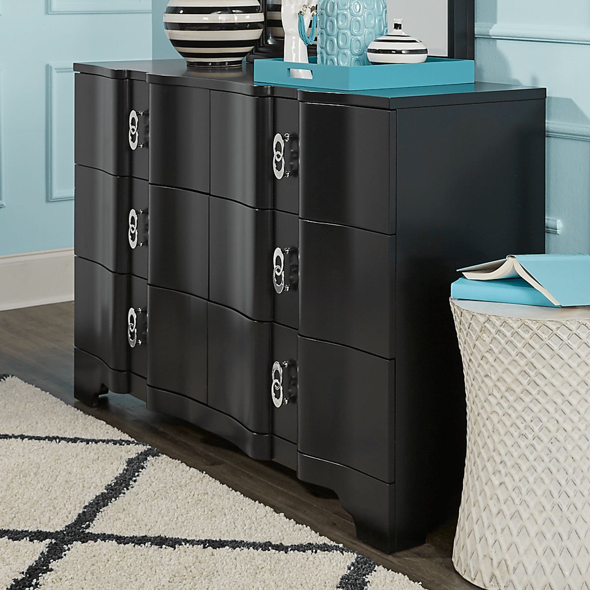 Rylee 5 Pc Black Black,Colors Full Bedroom Set With Mirror, Dresser, 3 ...