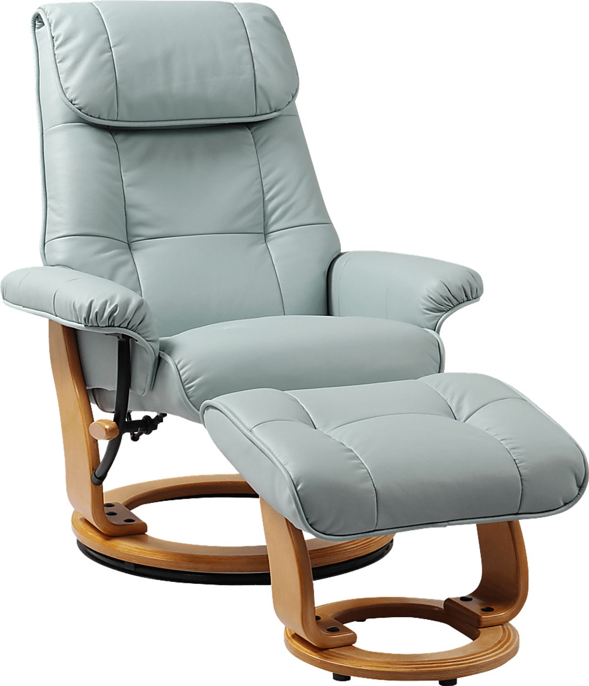 Sadora Light Blue Leather Recliner | Rooms to Go