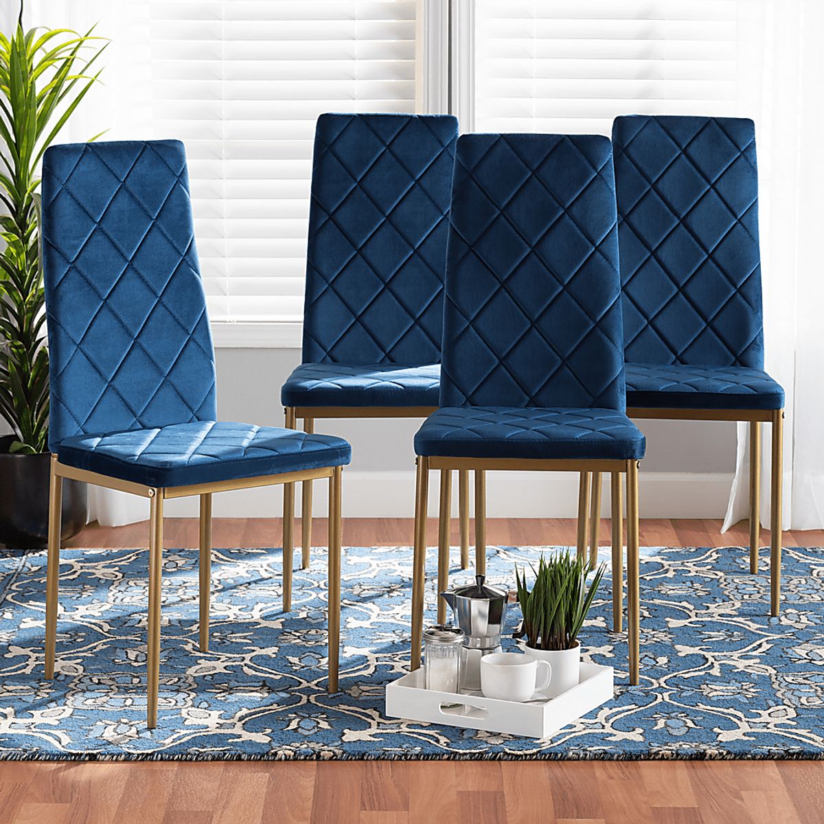 Sahallee Blue Polyester Fabric Dining Chair, Set Of 4 | Rooms to Go