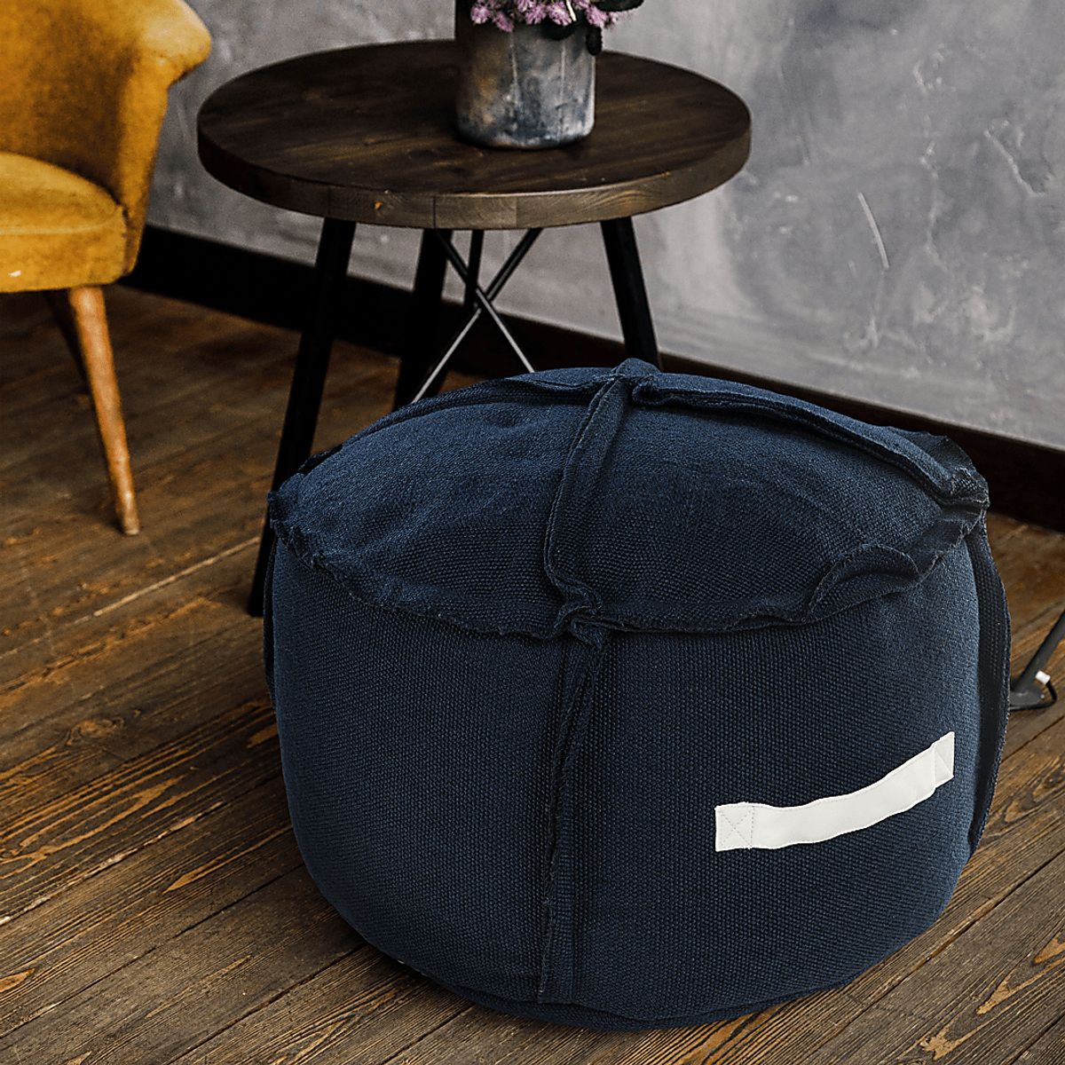 Saildale Navy Blue Pouf | Rooms to Go