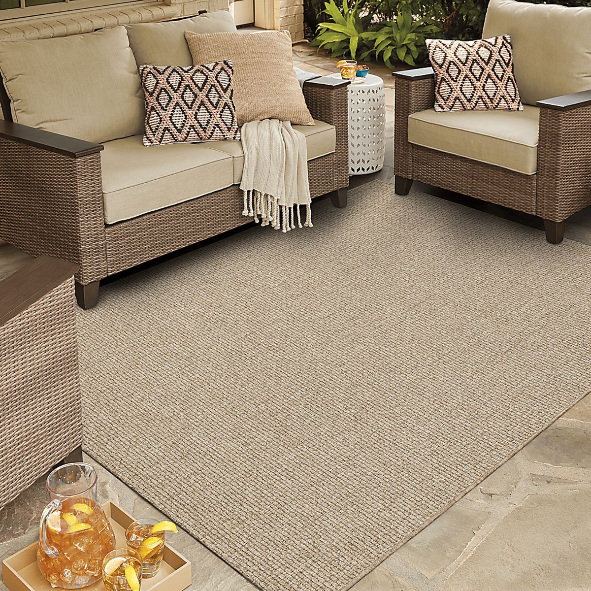 Salt Life Buxlam Bay Beige Outdoor Rugs | Rooms to Go
