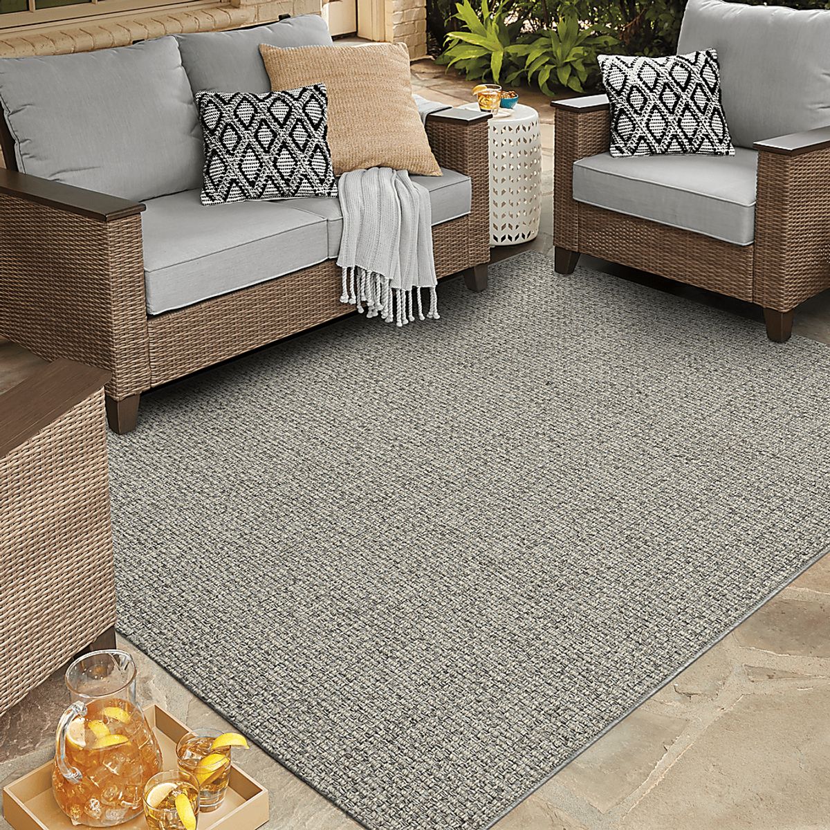 Salt Life Buxlam Bay Gray Outdoor Rugs | Rooms to Go