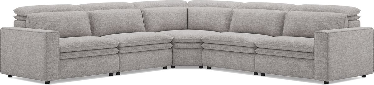 Drew & Jonathan Salvator Street Gray Polyester Fabric 5 Pc Dual Power ...