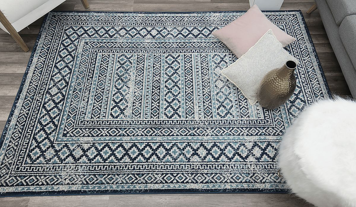 Samarbir Navy Blue Rug | Rooms to Go