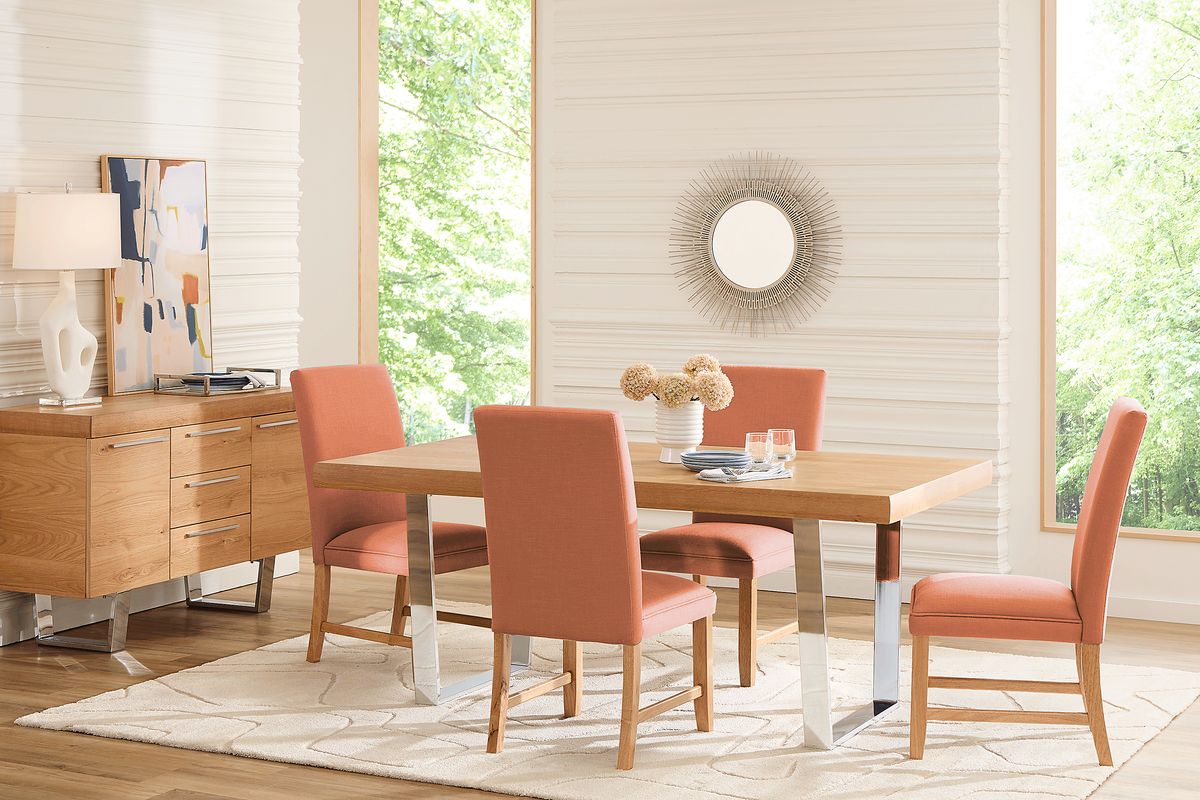 Cindy Crawford San Francisco 5 Pc Natural Light Wood Orange Orange,Red ...