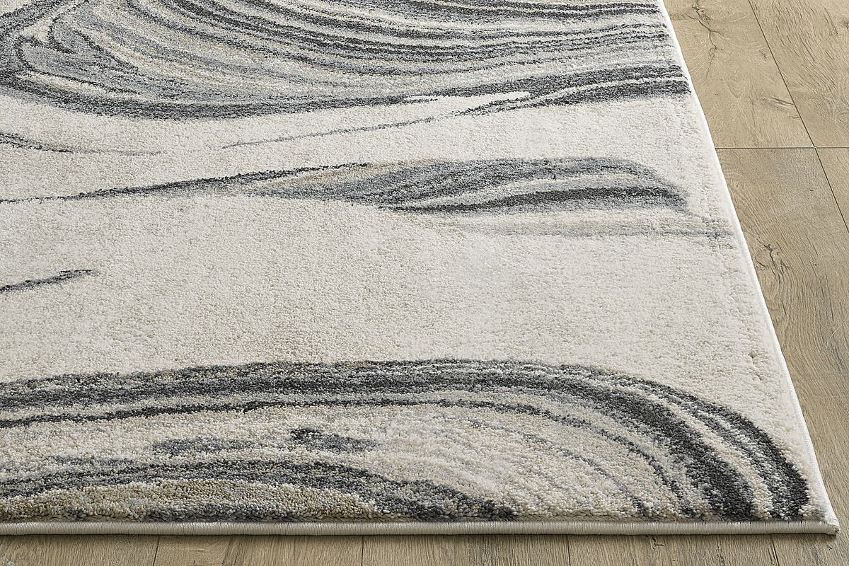 Sand Ribbons Ivory Beige Polypropylene Fabric Rug | Rooms to Go