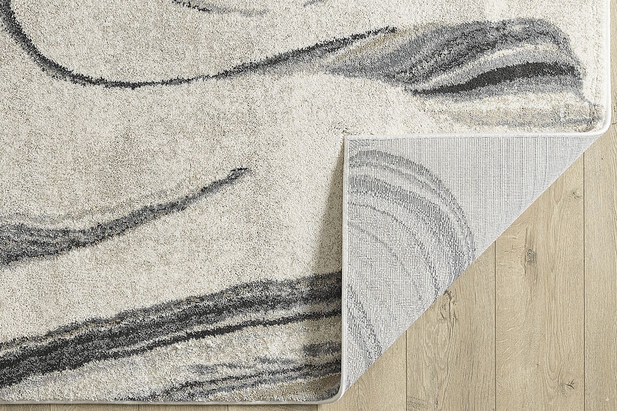 Sand Ribbons Ivory Beige Polypropylene Fabric Rug | Rooms to Go