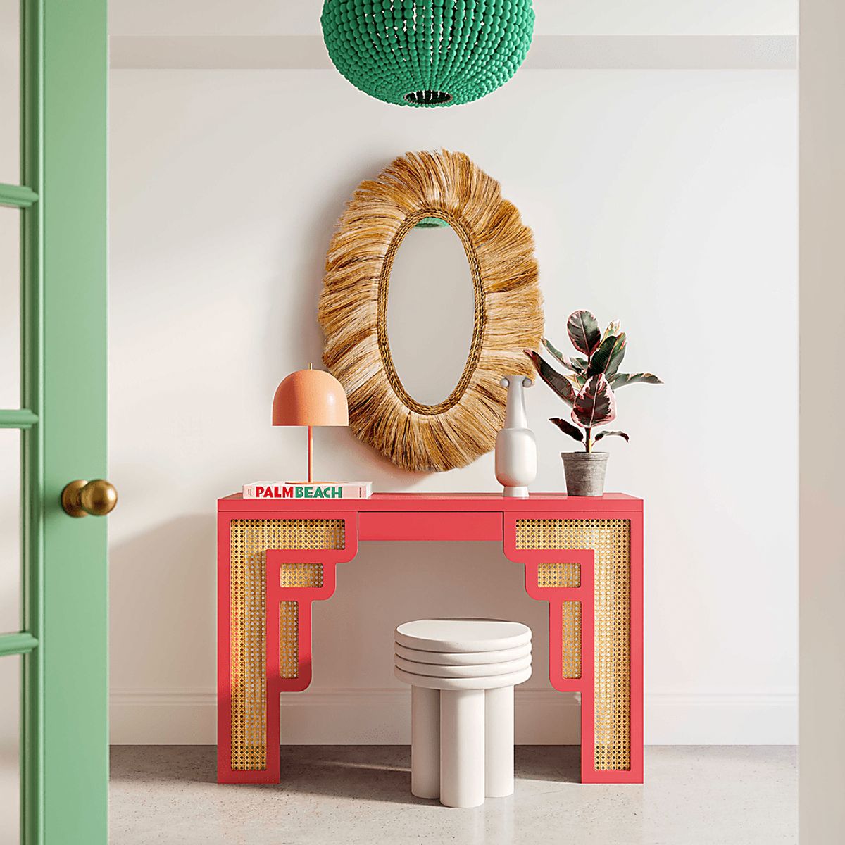 Sandidge Coral Orange Sofa Table | Rooms to Go