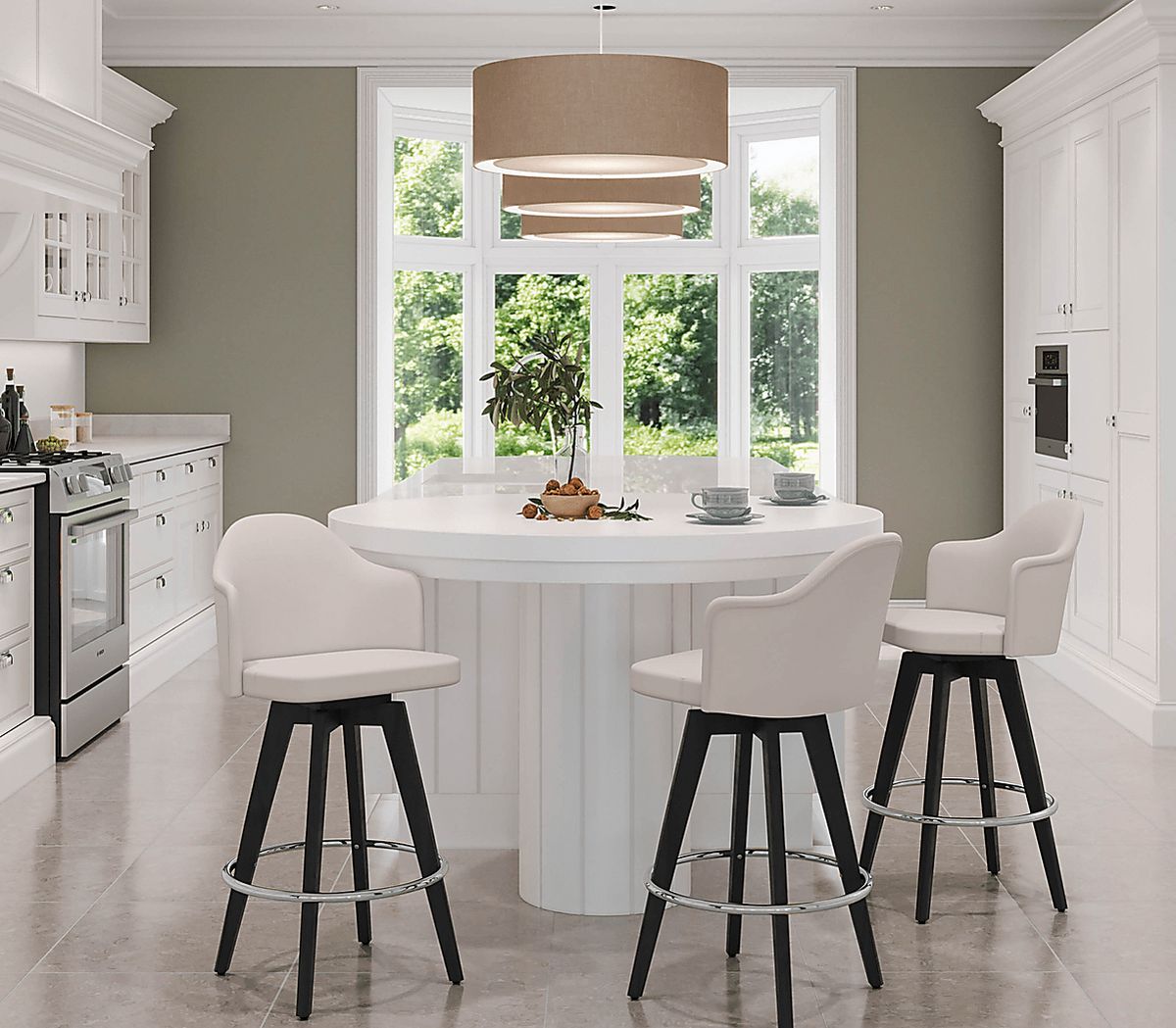 Sandron II Black Black,Colors Cream Beige Swivel Barstool | Rooms to Go