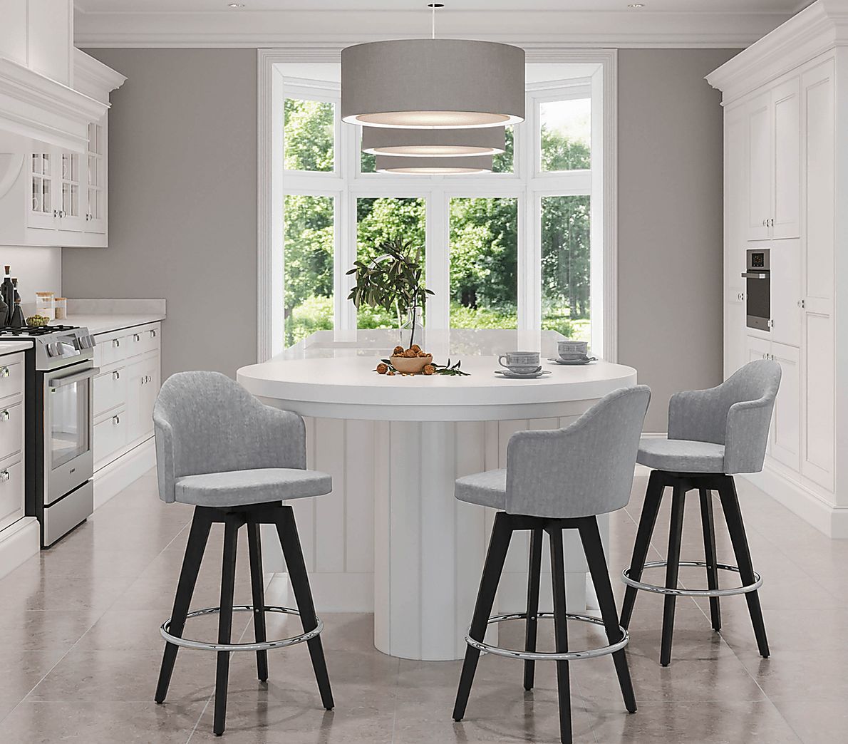 Sandron II Light Gray Counter Height Stool, Set of 2 - Rooms To Go