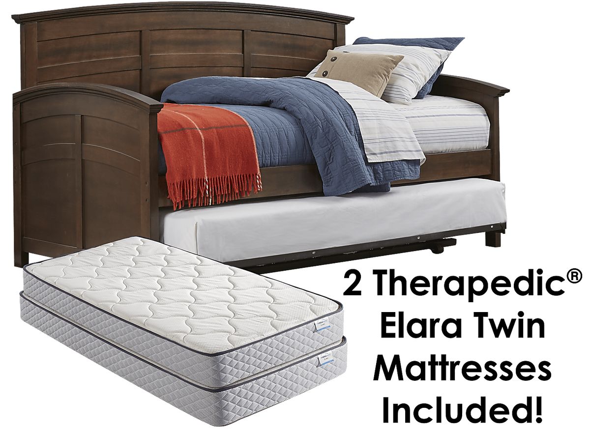 Santa Cruz Brown Dark Wood Daybed & Mattress Set | Rooms to Go