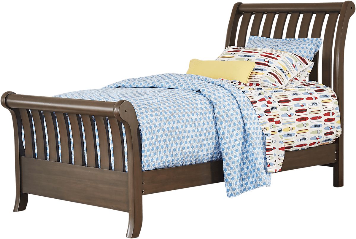 Santa Cruz Brown Cherry Dark Wood 3 Pc Twin Sleigh Bed | Rooms to Go