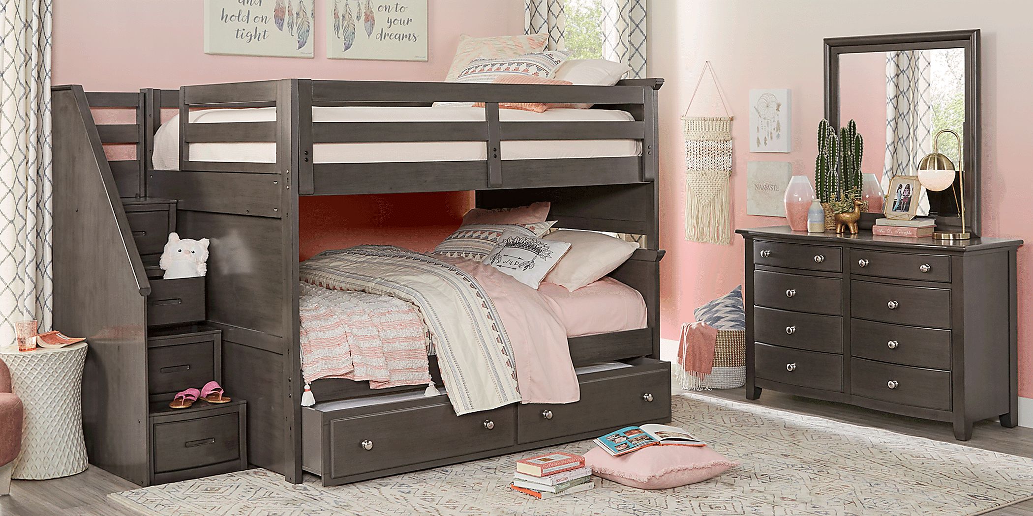 Santa Cruz Gray Full/Full Step Bunk | Rooms to Go