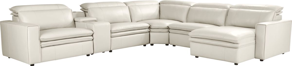 Drew & Jonathan Santorini 9 Pc White Leather Dual Power Reclining ...