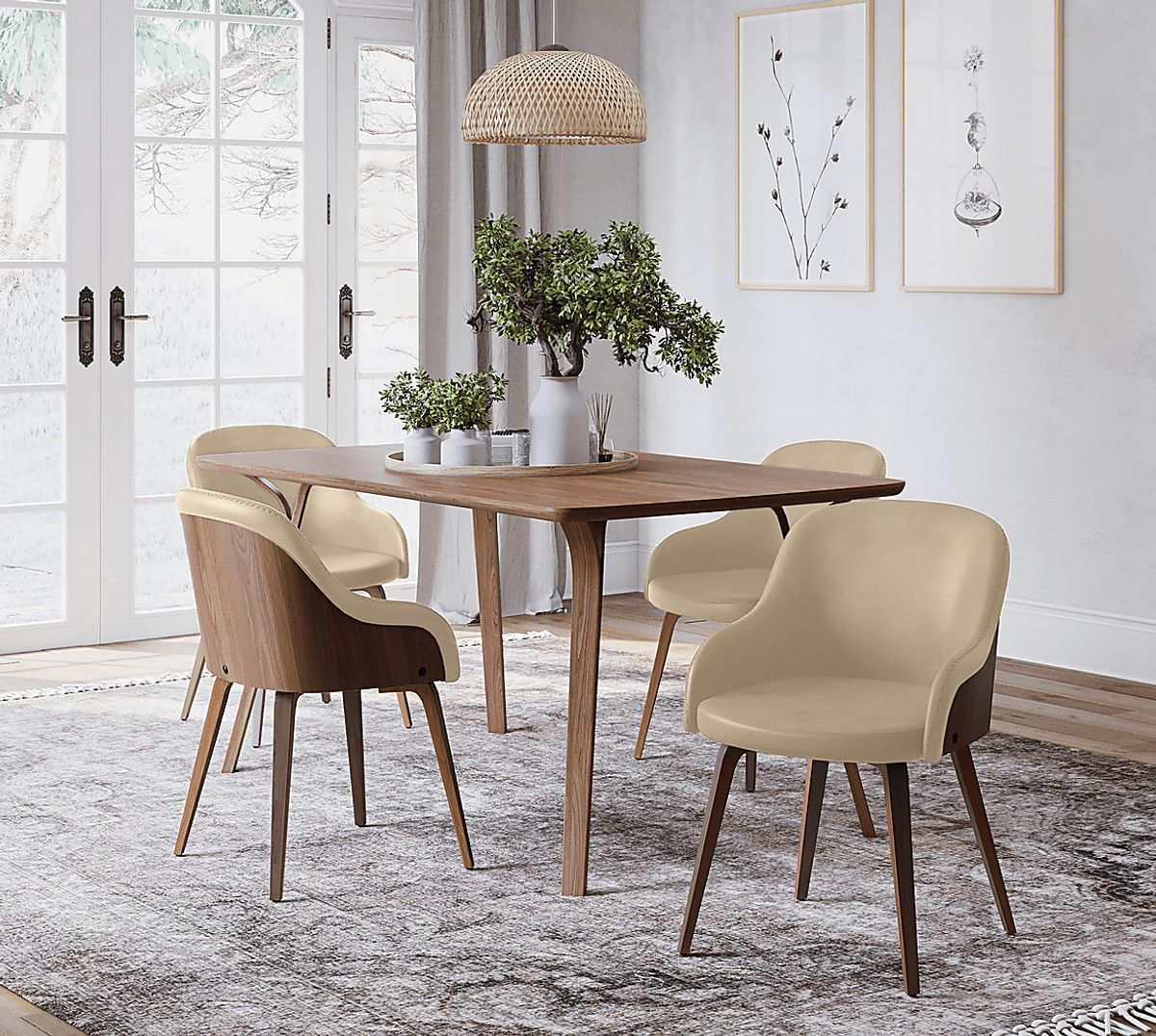 Sappington II Walnut Dark Wood Polyurethane Fabric Dining Chair | Rooms ...