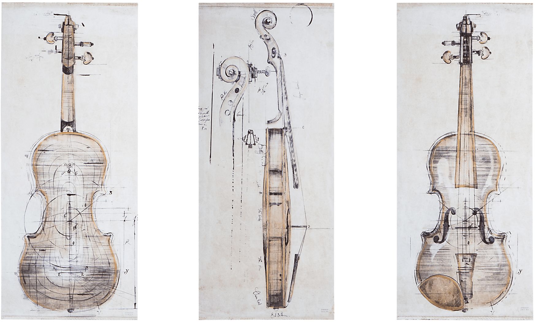 Sarah's Violin Off White Artwork, Set of 3 - Rooms To Go