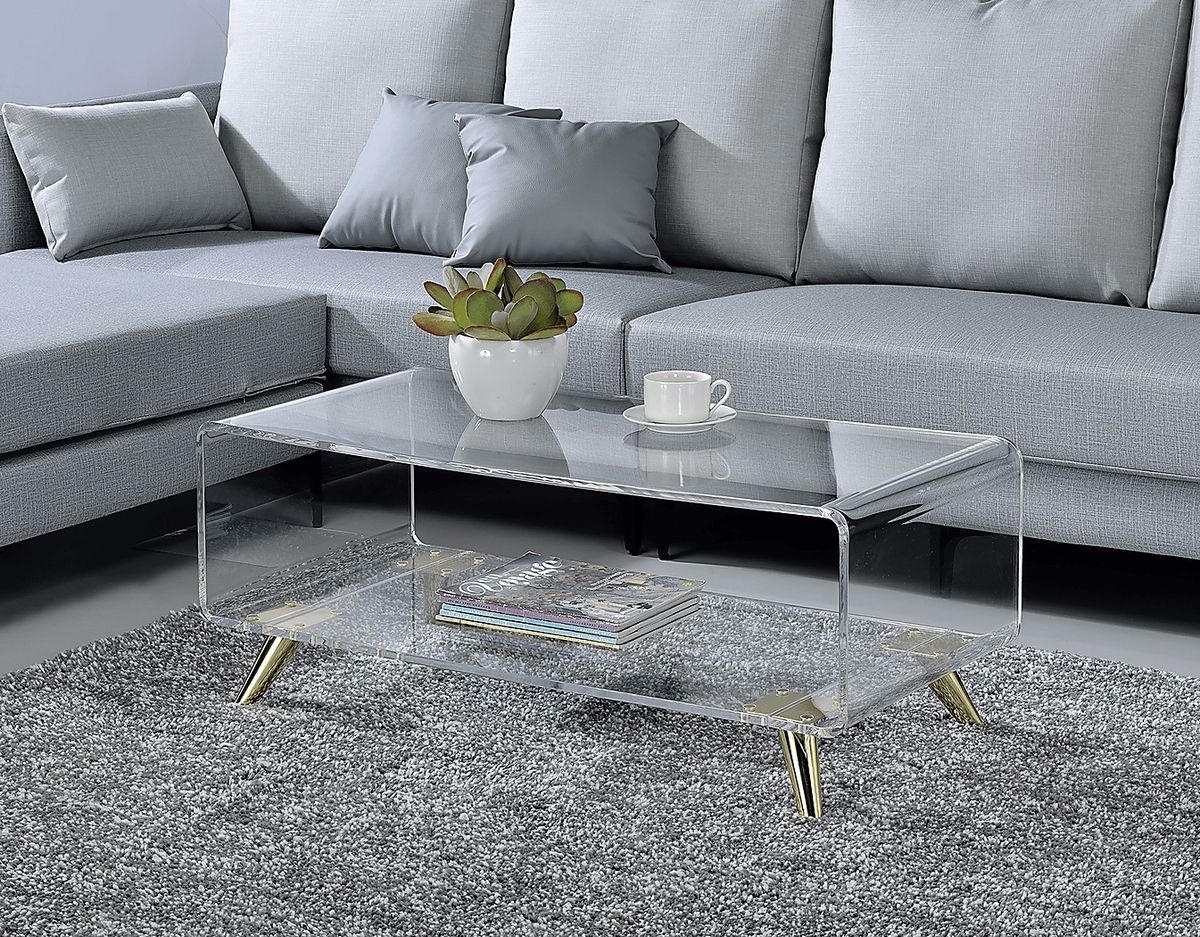 Sareas Clear White Cocktail Table | Rooms to Go