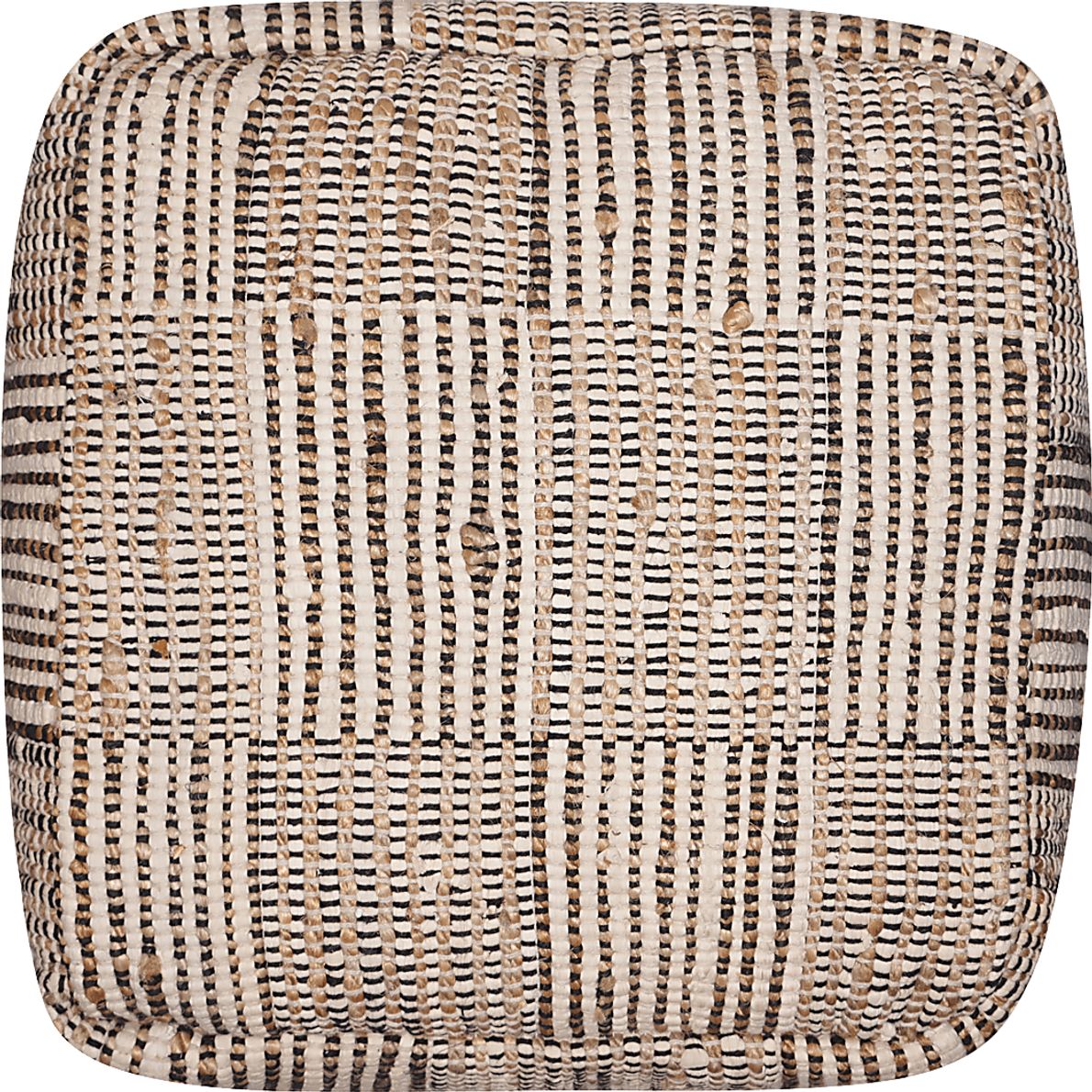 Sarette Cream,Natural Beige,White Cotton,Jute Fabric Poufs - Rooms To Go