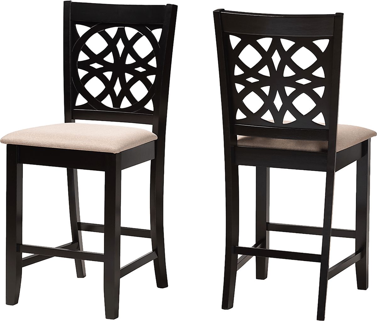 Sarria Dark Wood Sangria Brown Polyester Fabric Counter Stool, Set Of 2 ...