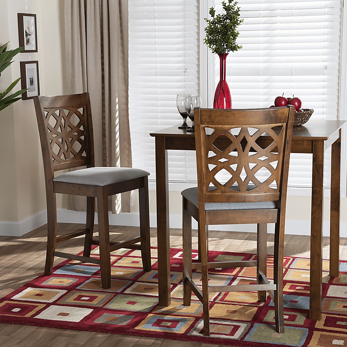Sarria Dark Wood Sangria Walnut Brown Polyester Fabric Counter Stool ...