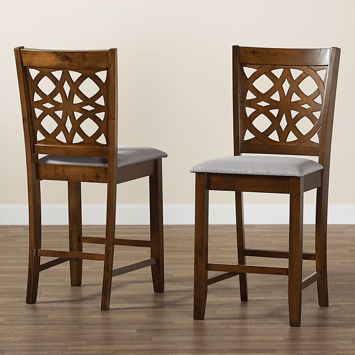 Sarria Dark Wood Sangria Walnut Brown Polyester Fabric Counter Stool ...