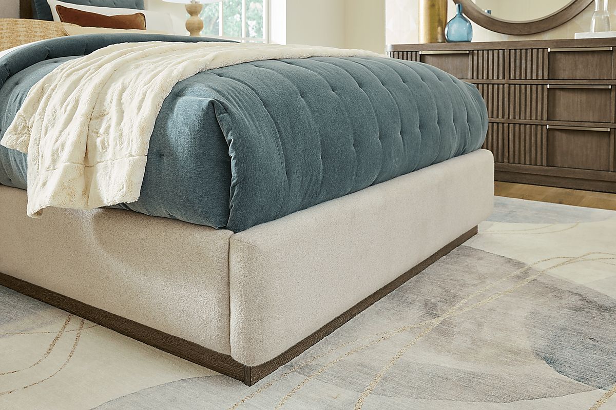 Drew & Jonathan Sausalito 5 Pc Brown Dark Wood Cream Beige King Bedroom Set With Dresser, Mirror ...