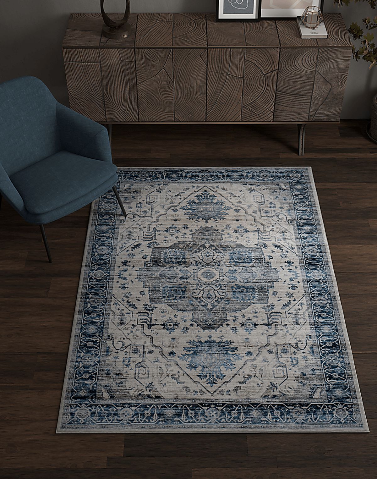 Savanora Blue,Ivory Beige,Blue Rugs | Rooms to Go