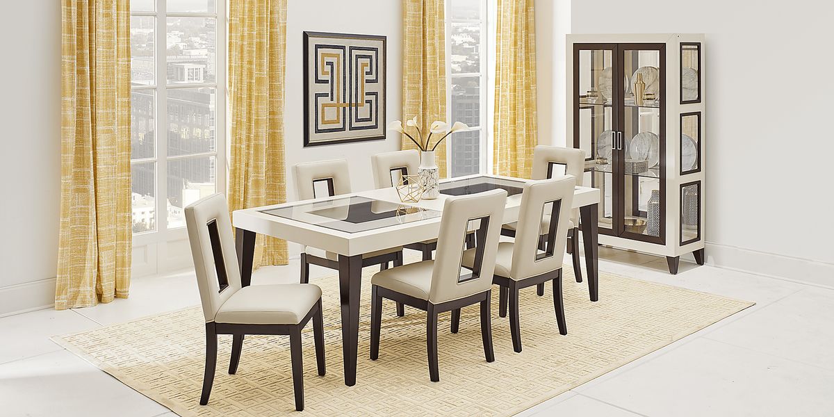 Savona 5 Pc Cherry/Ivory Dark Wood Dining Room Set With Dining Table ...