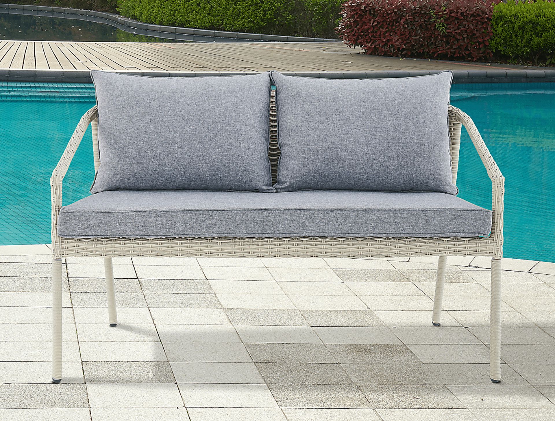 Sawtucket Gray Polyester Fabric Outdoor Bench | Rooms to Go
