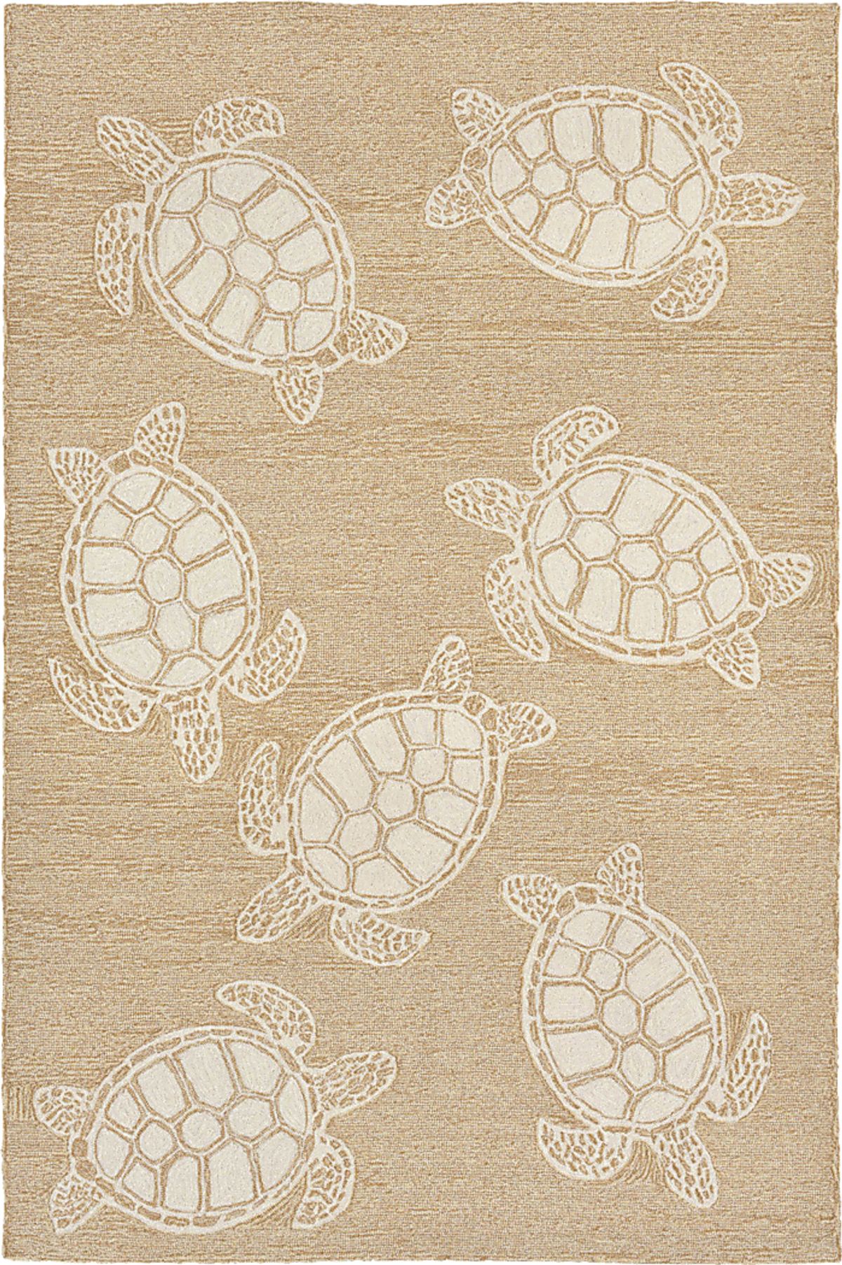 Sea Creature Taupe Beige Outdoor Rug | Rooms to Go