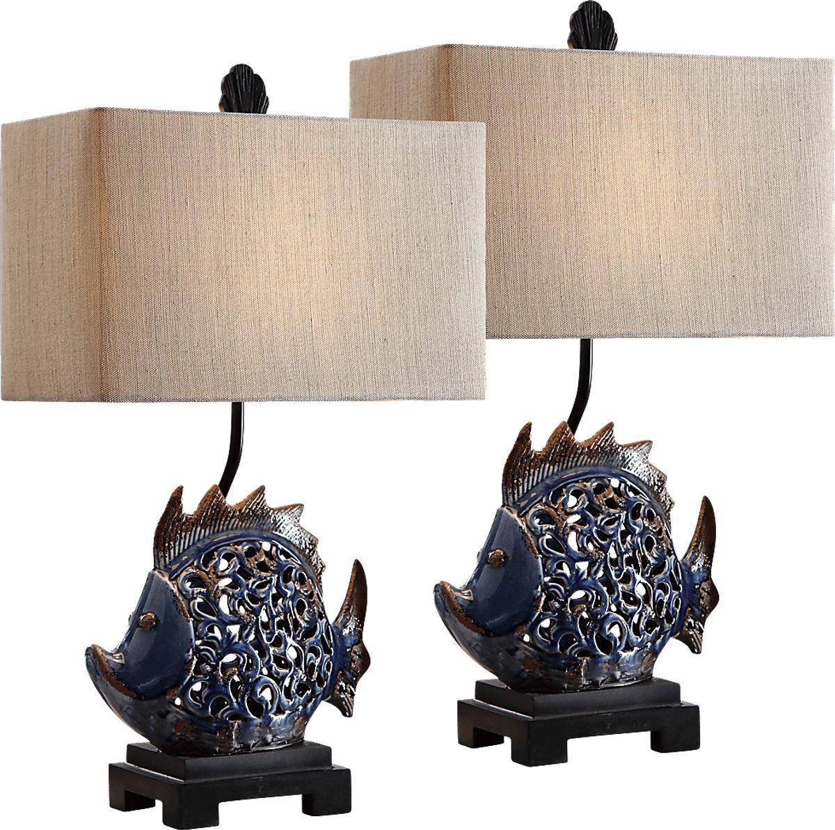 Seacombe 2 Pc Blue Set Of Lamps | Rooms to Go