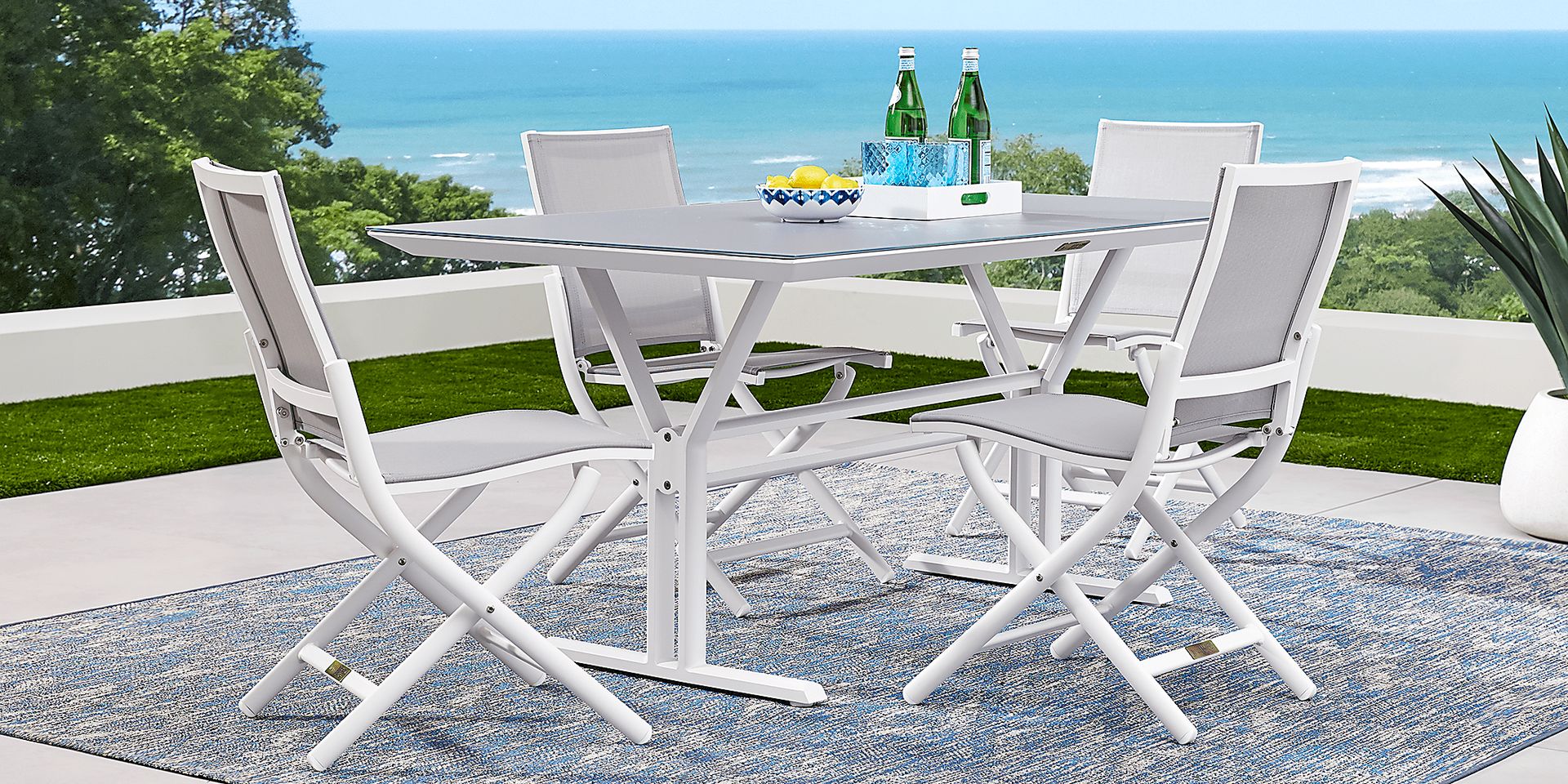 Seagate White Colors,White Aluminum Outdoor Dining Table | Rooms to Go