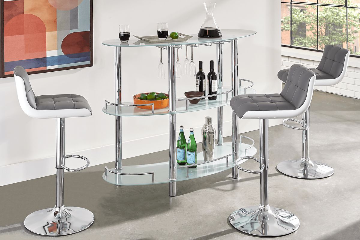 Searcy 3 Pc Chrome,Platinum Gray,Metal Gray Adjustable Height ...